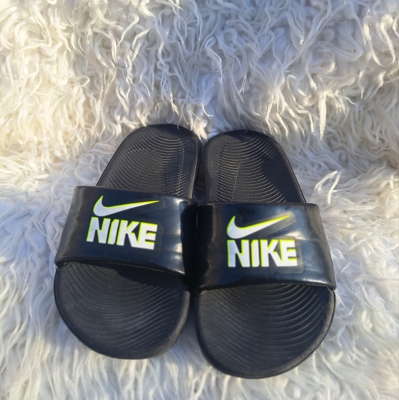 Nike | Shoes | Nike Black Slides With Neon Accents | Poshmark